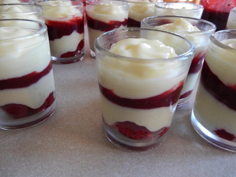 Verrines Framboises Crème diplomate